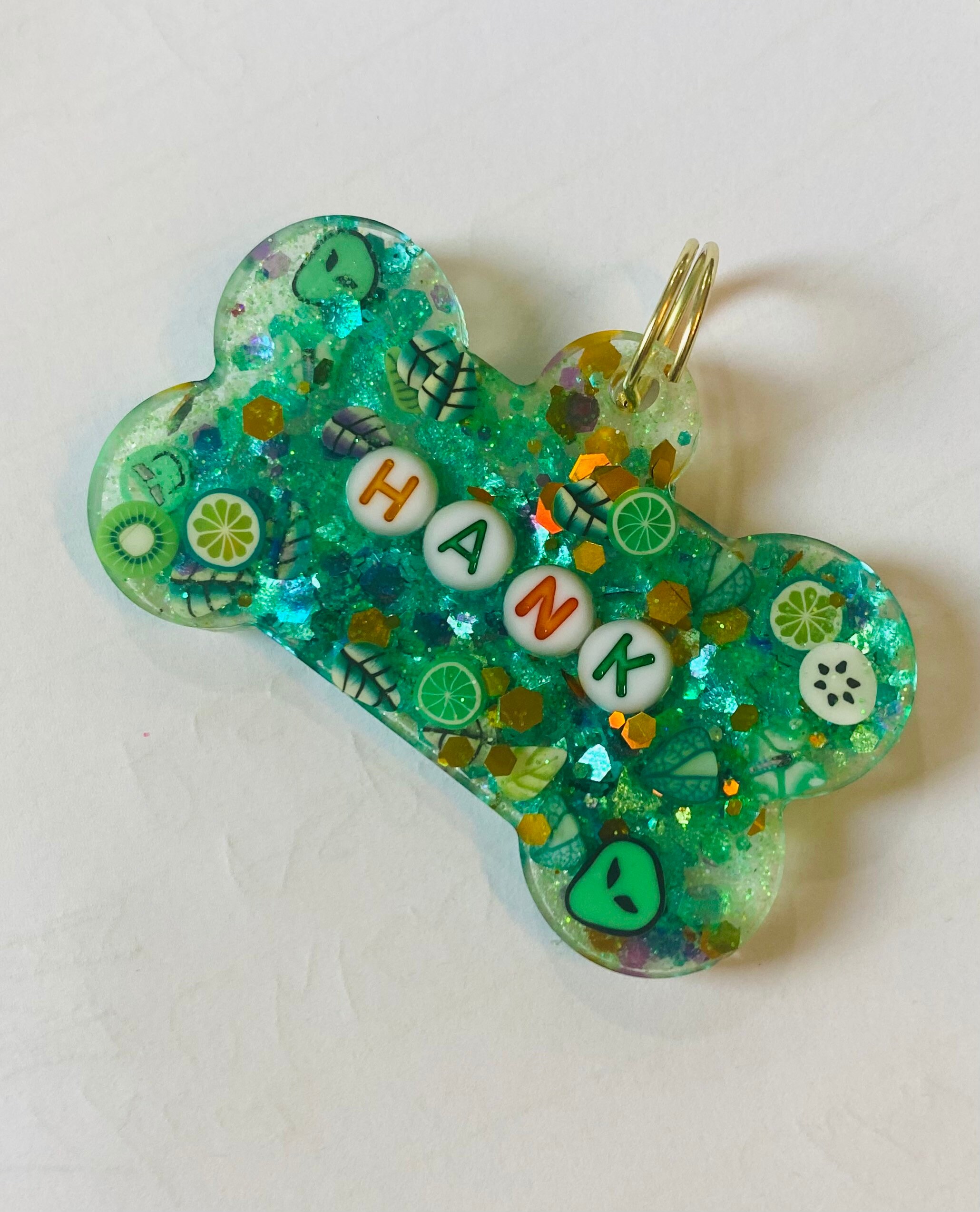 Custom Resin Glitter Bone Dog Tag plus Phone Number - Etsy