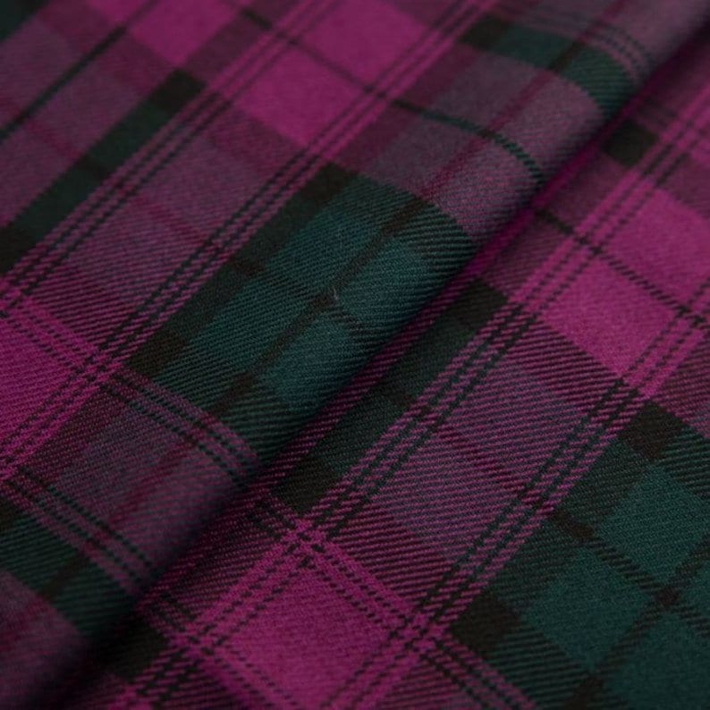 Lindsay Tartan Fabric: Purple Green Plaid Poly Viscose, 59" Wide Plaid ...