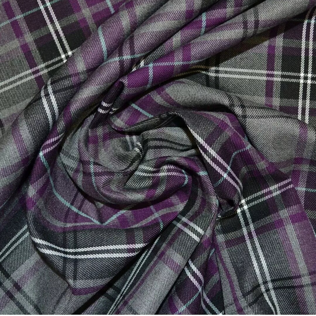 Purple Tartan Fabric: Poly Viscose Plaid, 59" Wide Plaid - Etsy