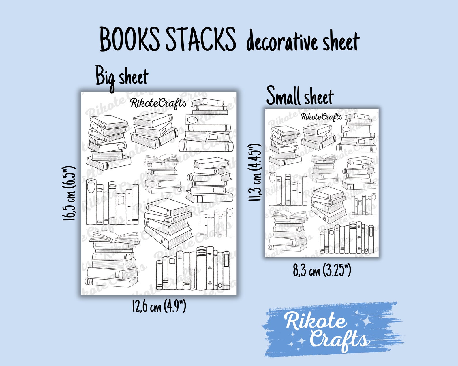 Black and White Books Stack Sticker Sheet for Planner or Journal ...