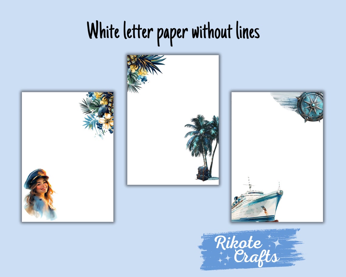 Summer Trip Printable Stationery Set, Printable Vintage Travel Lined ...