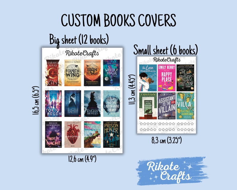 Custom Book Covers Sticker Sheet for Reading Journal or Planner Books ...