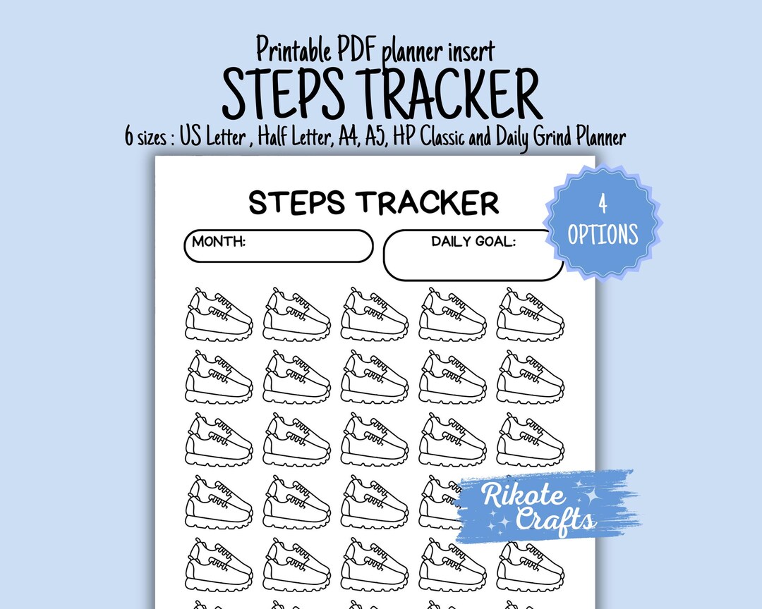 Monthly Steps Tracker Printable: Fitness Planner Insert (PDF Download ...