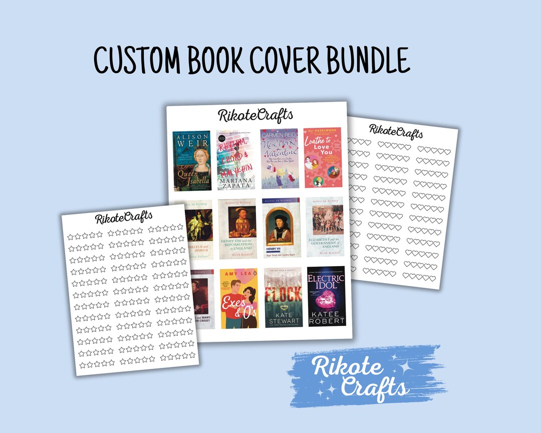 Custom Book Covers Sticker Sheet Bundle for Reading Journal or Planner ...