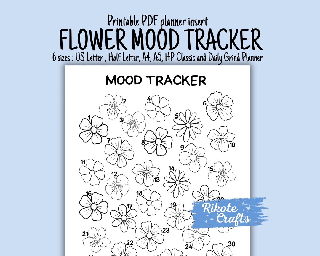 Printable Mood Tracker for Spring Flower Mood Tracker Printable ...