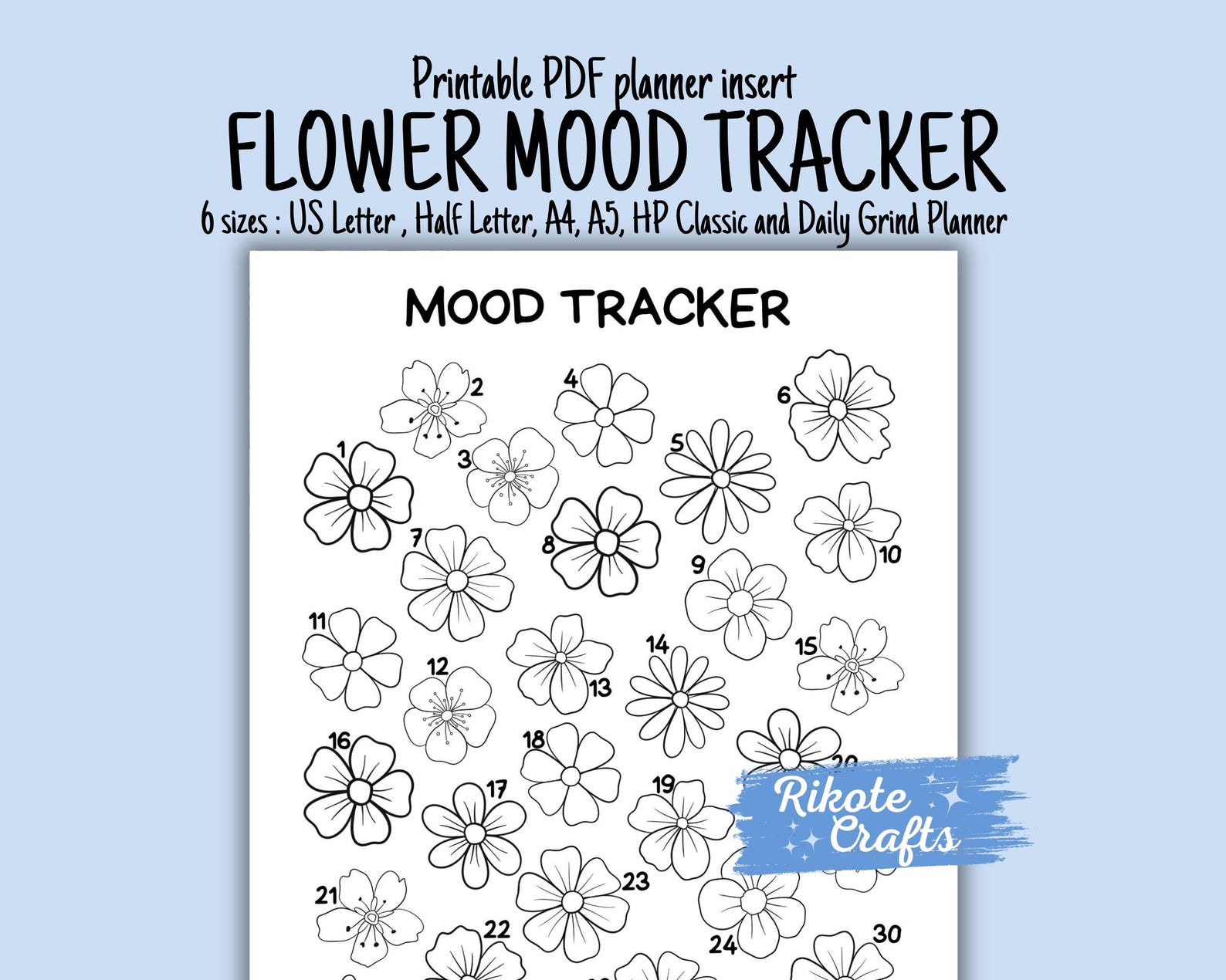 Printable Mood Tracker for Spring Flower Mood Tracker Printable ...
