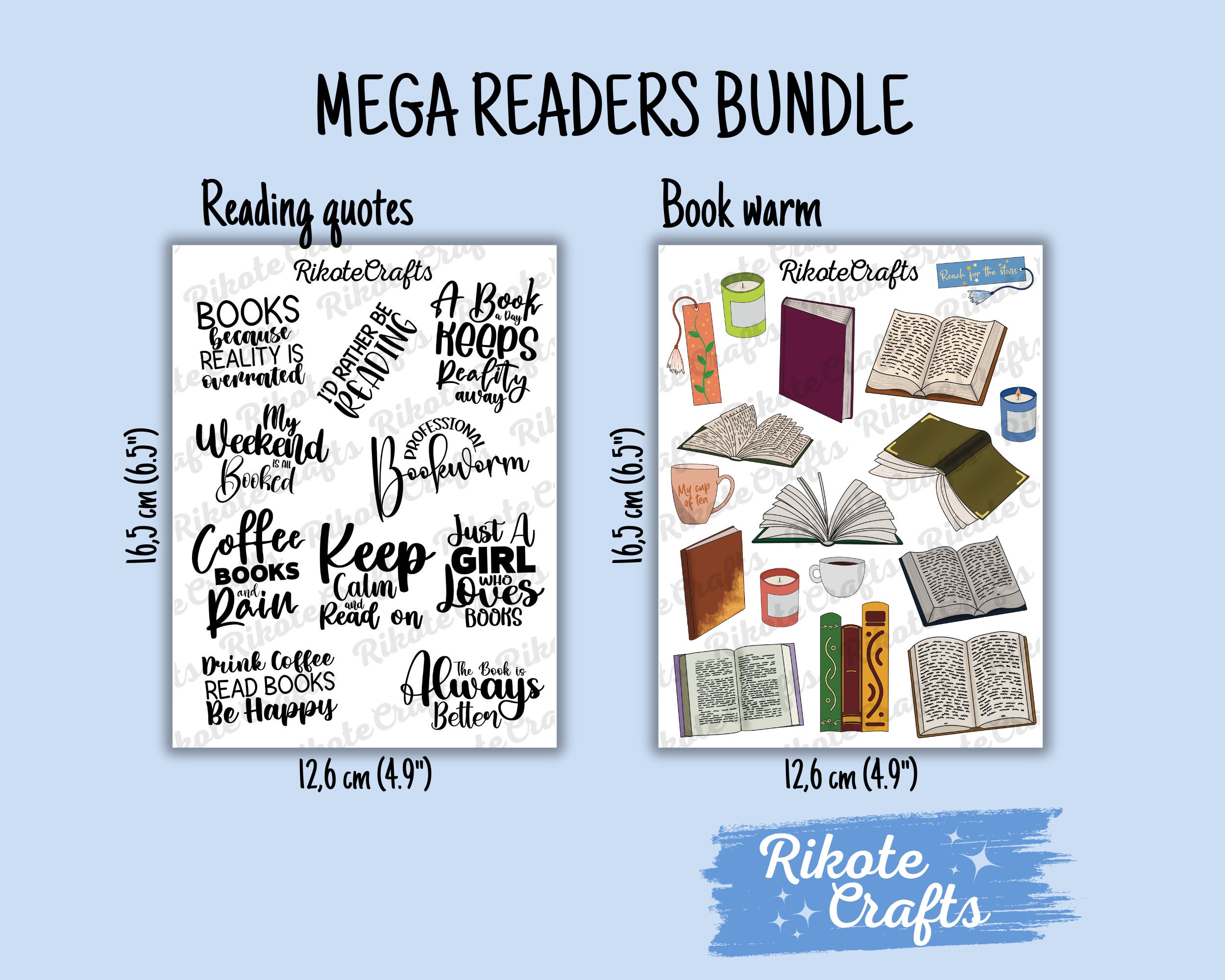 Mega Readers Bundle Sticker Sheet Bundle for Reading Journal or Planner ...