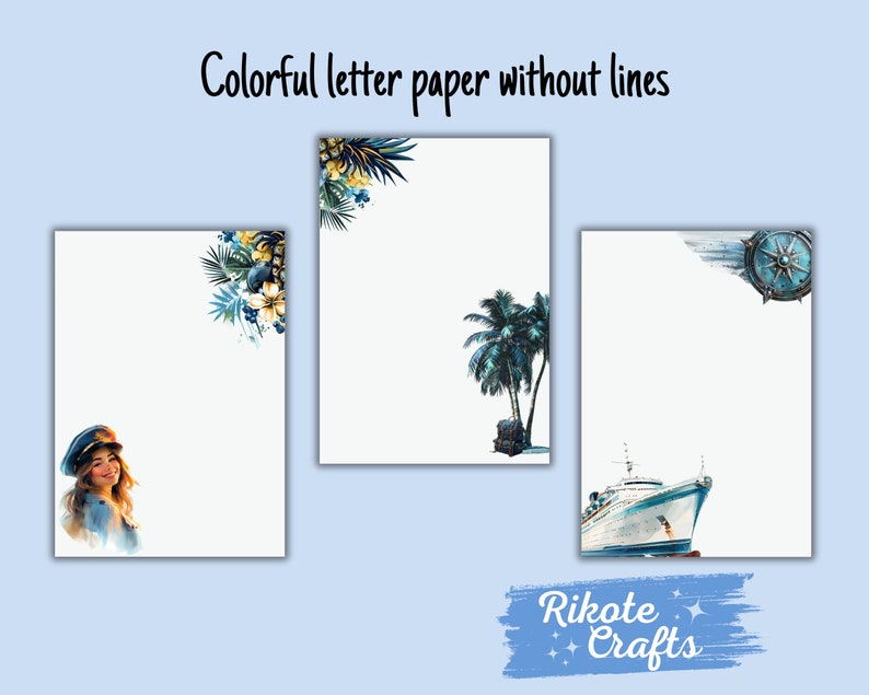 Summer Trip Printable Stationery Set, Printable Vintage Travel Lined ...