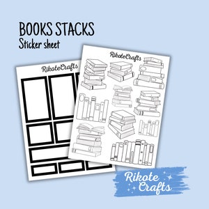 Black and White Books Stack Sticker Sheet for Planner or Journal ...