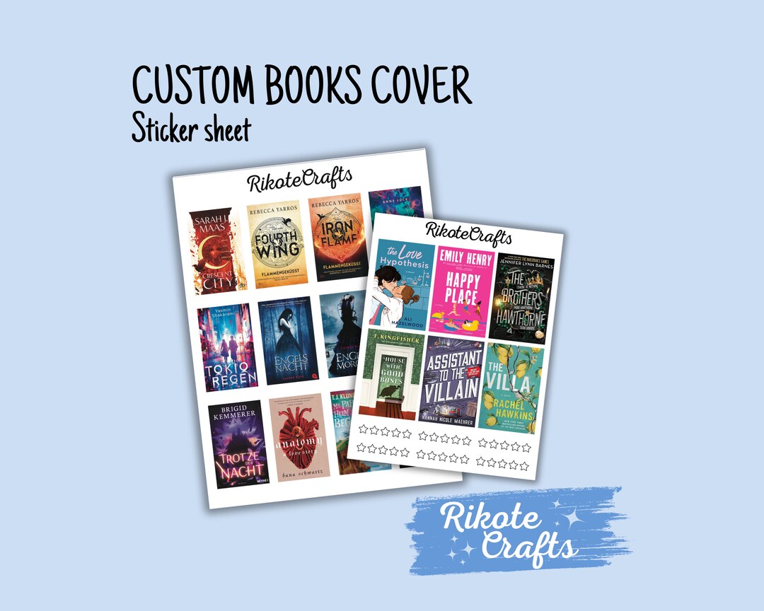 Custom Book Covers Sticker Sheet for Reading Journal or Planner Books ...