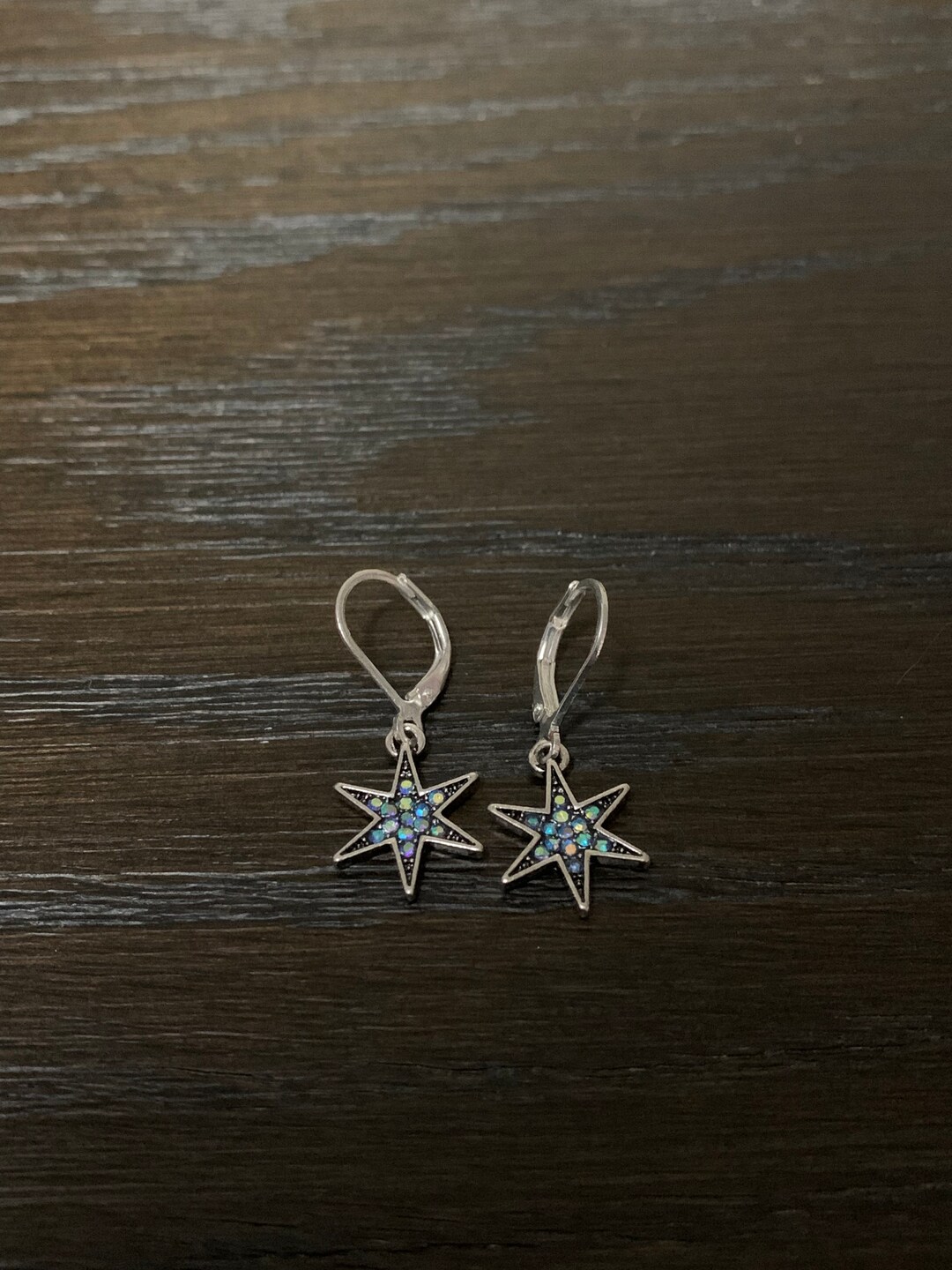 Silver and Blue Snowflake Earrings - Etsy