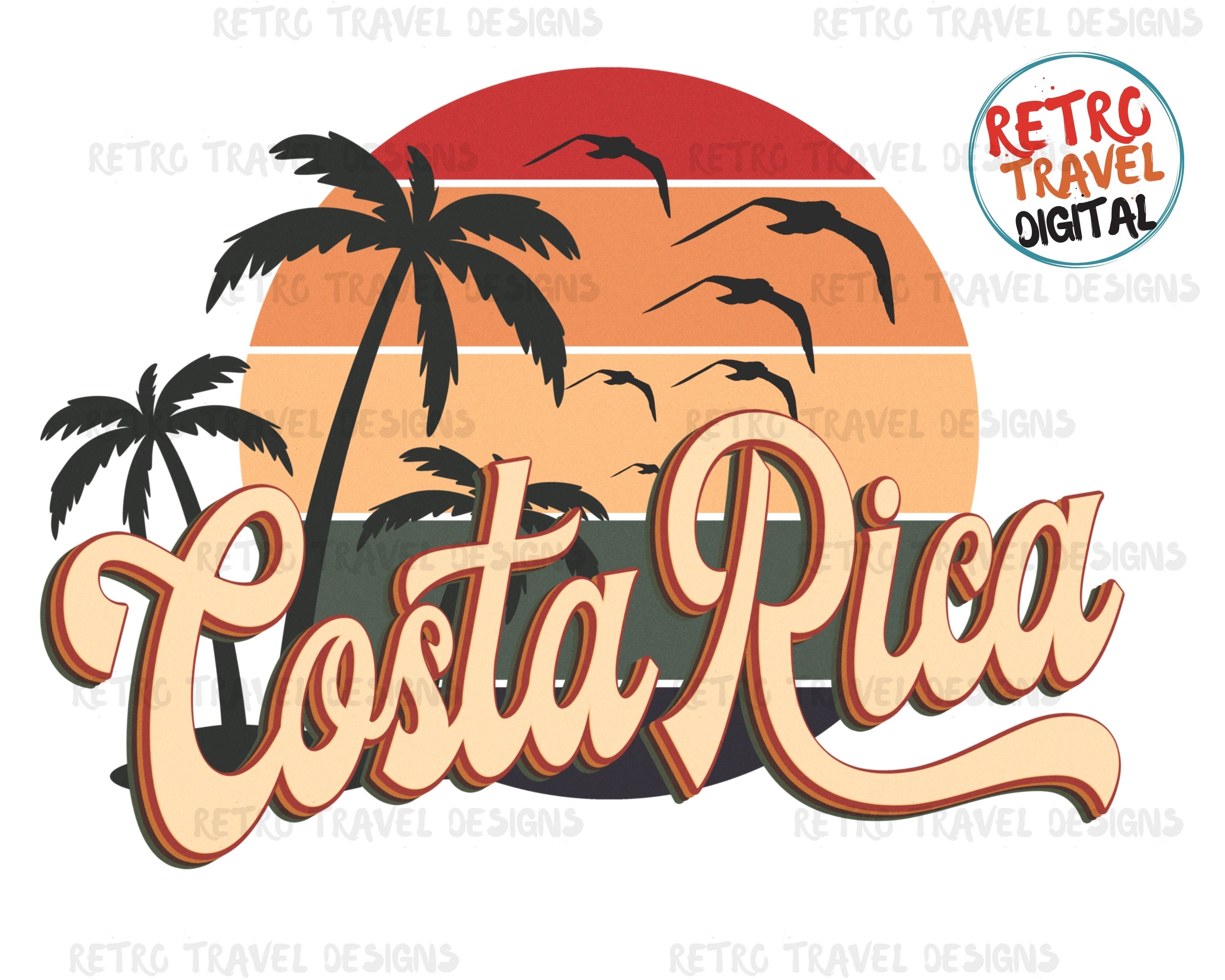 Vintage Costa Rica Summer Travel Sublimation Design, Retro, Vintage ...
