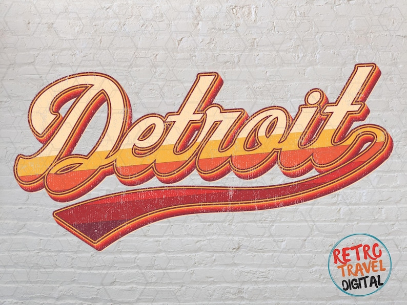 Vintage Michigan Detroit Sublimation Design, Retro, Vintage, Distressed ...