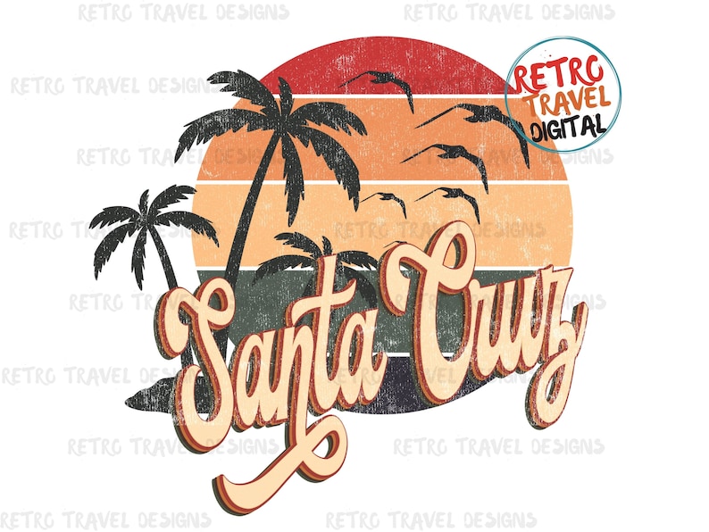 Vintage Santa Cruz California Sublimation Design, Retro, Vintage ...