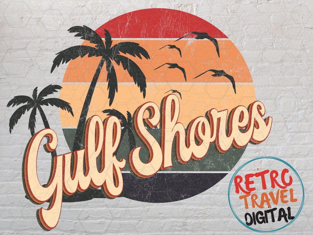 Guld Shores Alabama Sublimation, Retro, Vintage, Distressed, Grunge ...