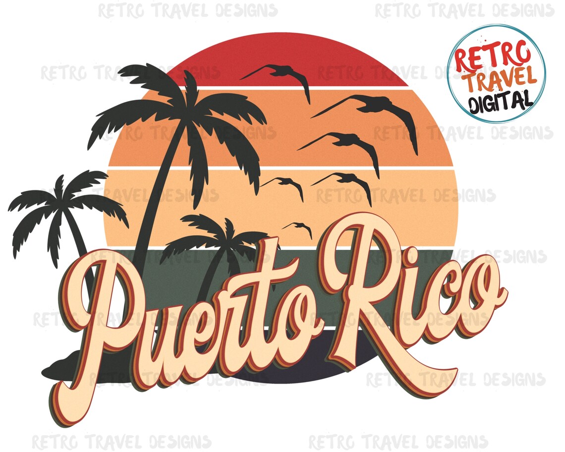 Vintage Puerto Rico Summer Travel Sublimation Design Retro | Etsy