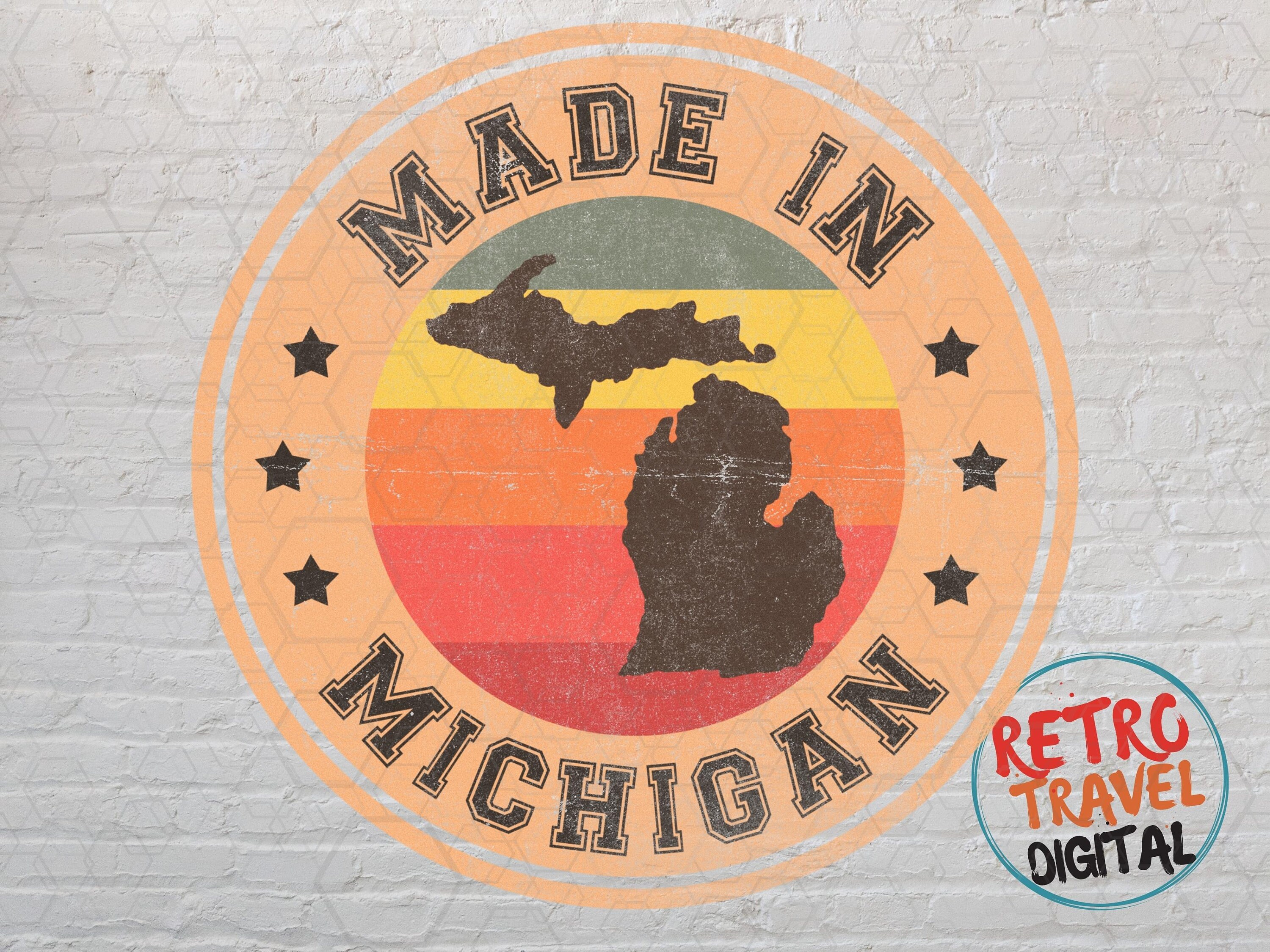 Vintage Michigan Sublimation Design, Retro, Vintage, Distressed, Grunge ...