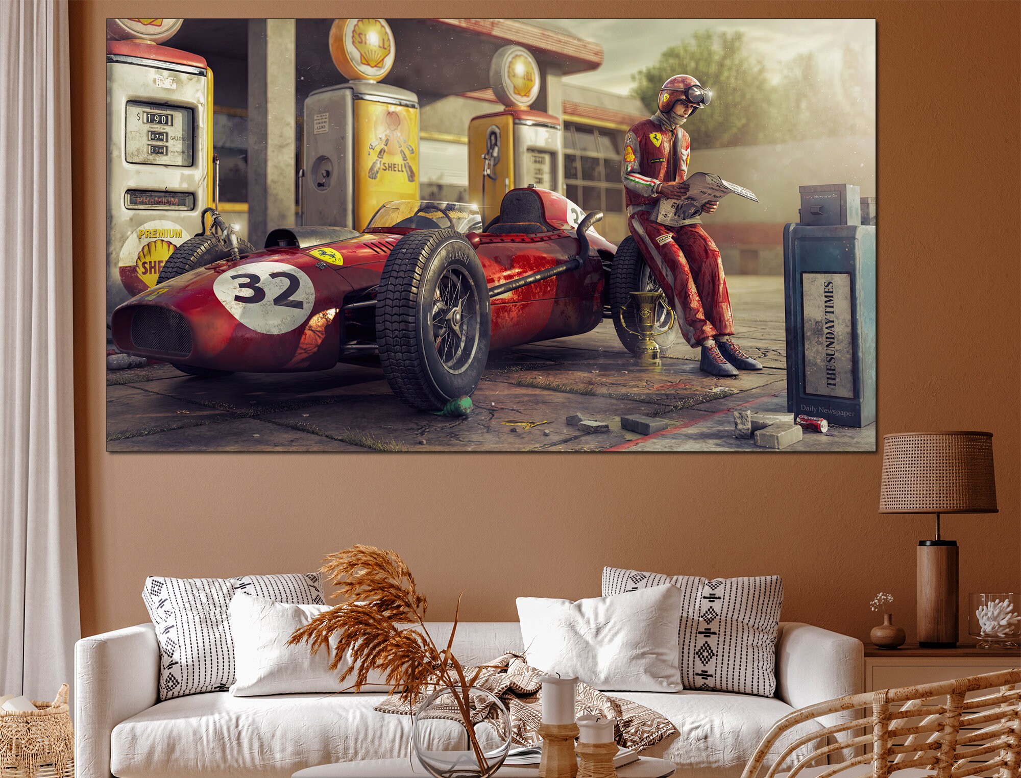 Vintage Ferrari Art F1 Canvas Print - Etsy