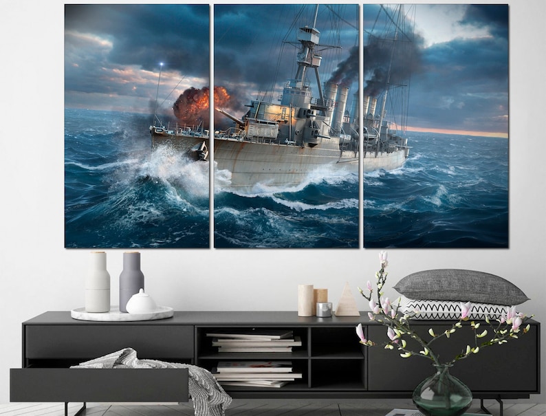 Navy Ship Wall Art Vintage Battleship Poster - Etsy
