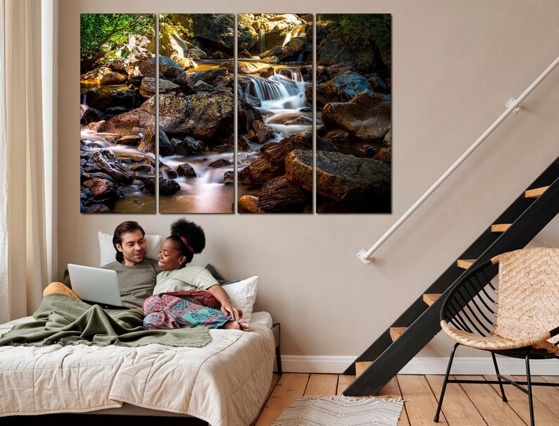 Stone Waterfall Art Landscape Prints Nature Canvas Art - Etsy