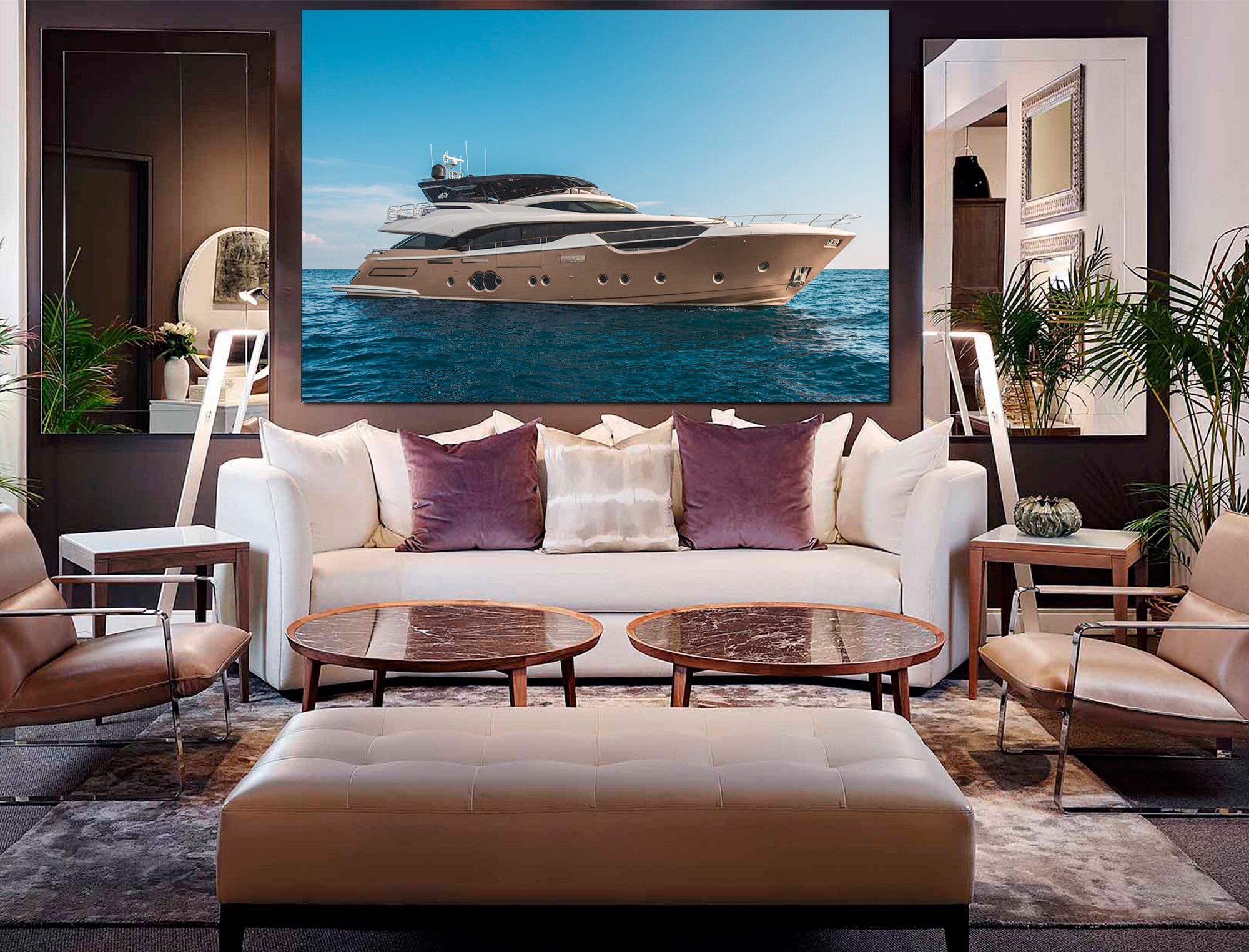 White Yacht Print Ocean Wall Art Ship Canvas Painting - Etsy