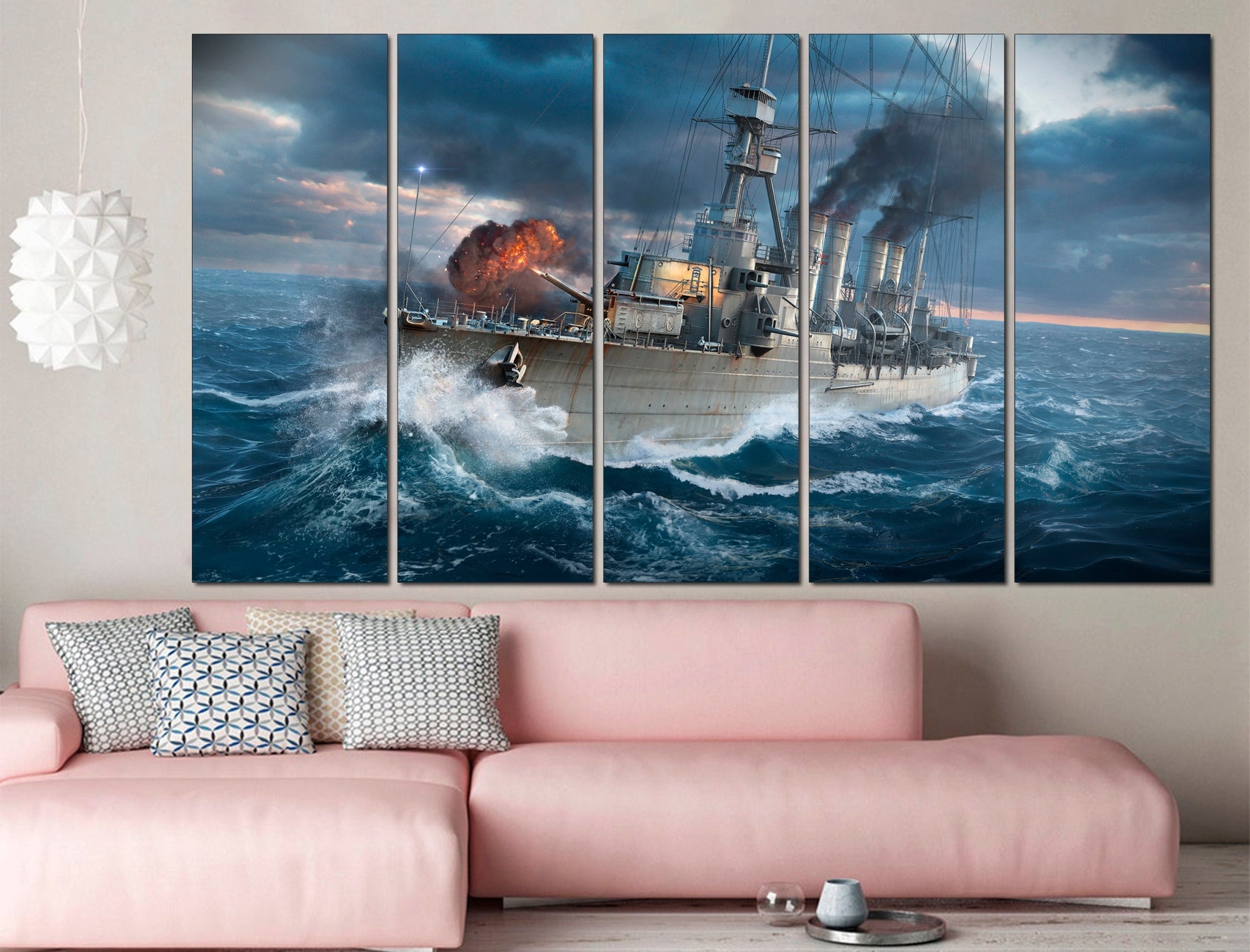 Navy Ship Wall Art Vintage Battleship Poster Arms Canvas Art - Etsy