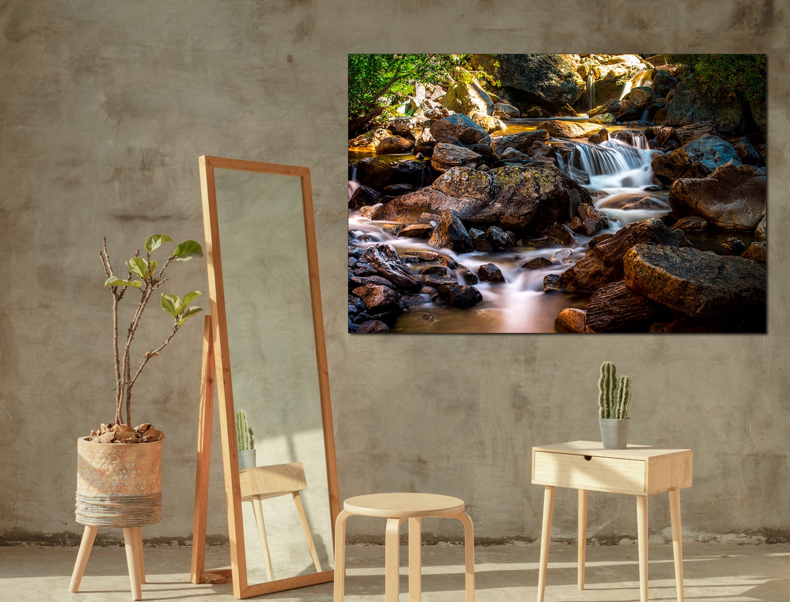 Stone Waterfall Art Landscape Prints Nature Canvas Art - Etsy