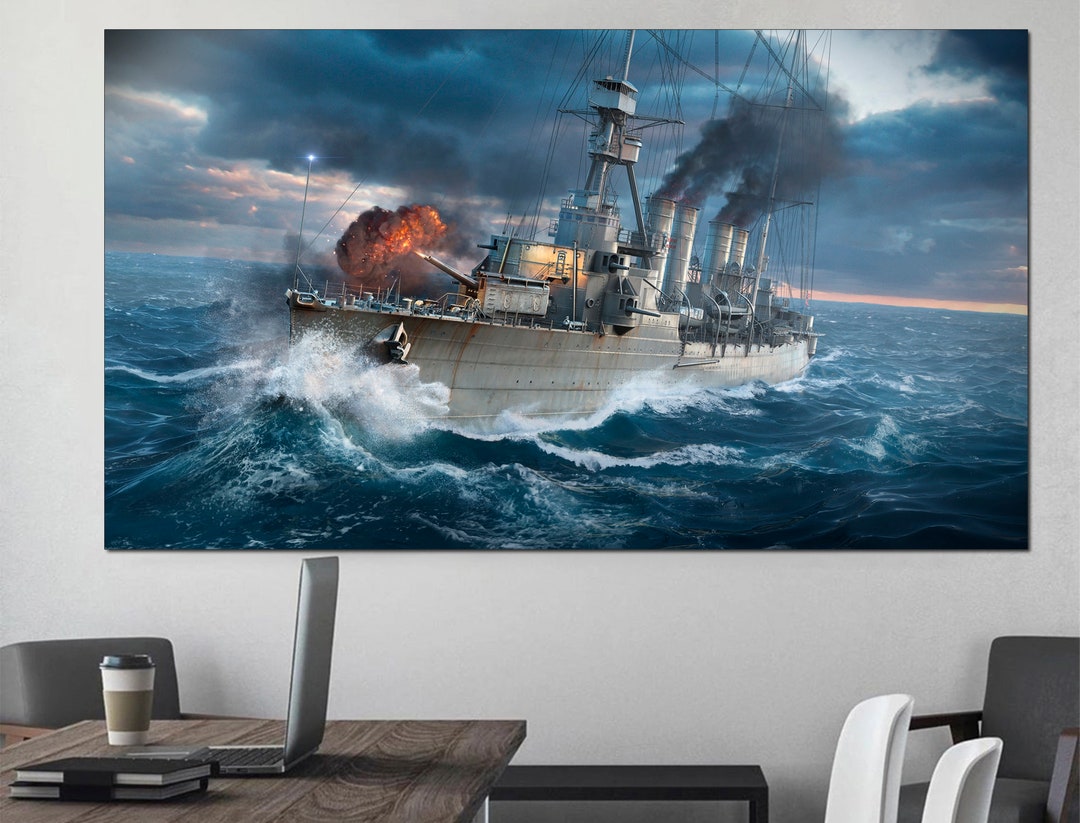 Navy Ship Wall Art Vintage Battleship Poster - Etsy