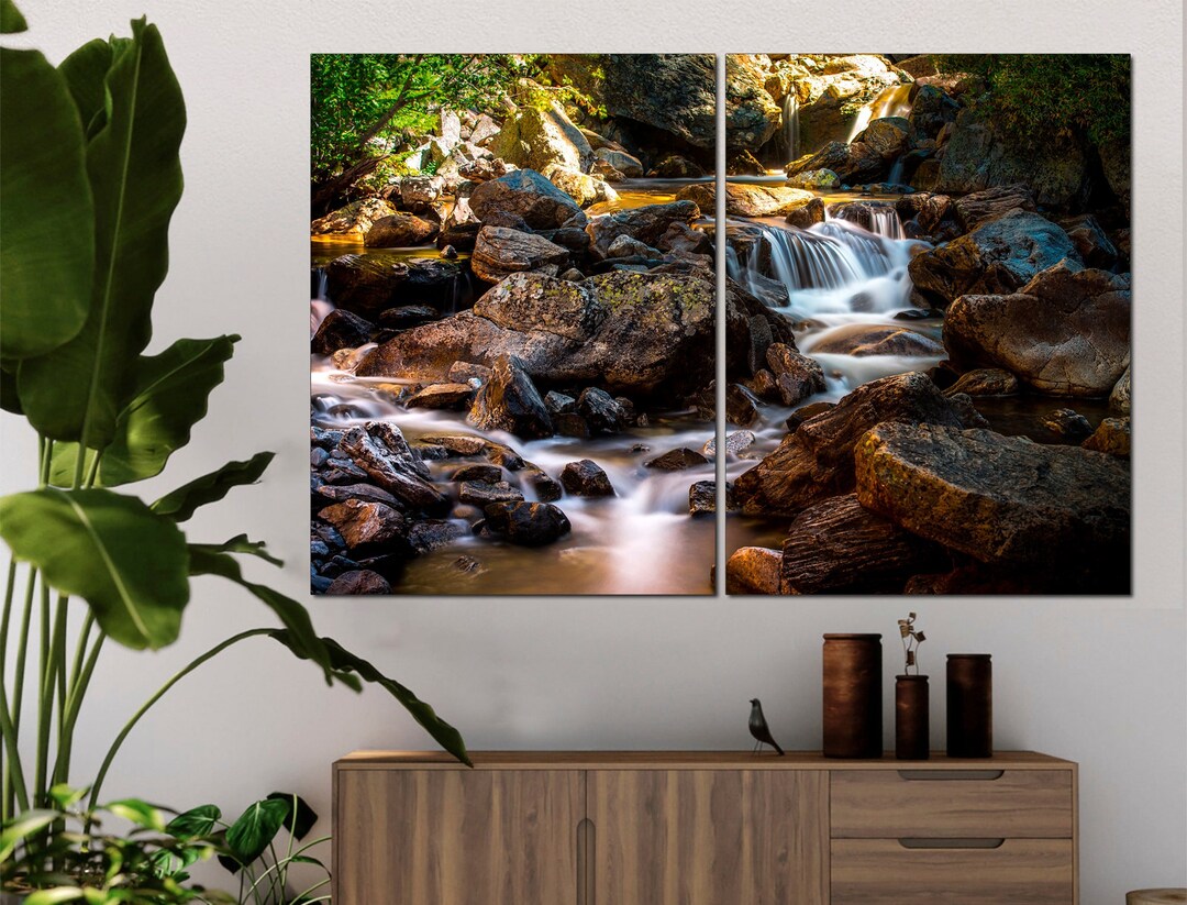 Stone Waterfall Art Landscape Prints Nature Canvas Art - Etsy