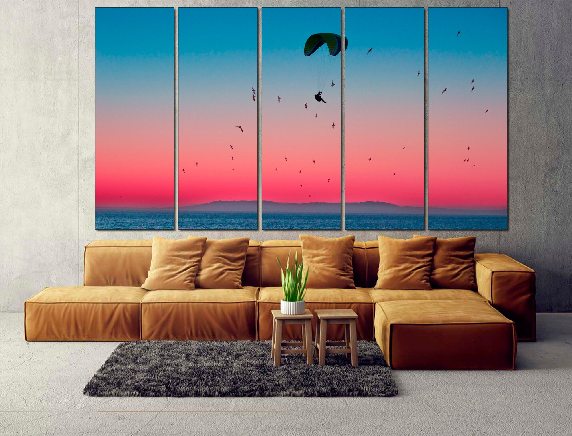 Parachute Canvas Art Sports Art Print Sunset Wall Art Extra - Etsy UK