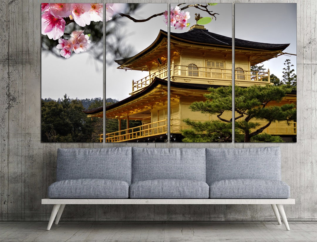 Japanese Golden Temple Canvas Print: Asian Landscape Wall Art - Etsy