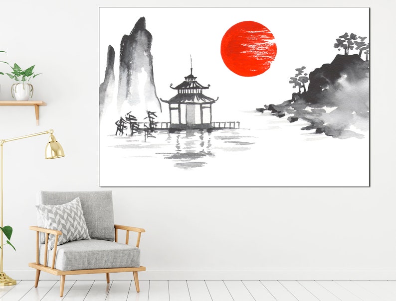 Japanese Canvas Print: Ethnic Wall Decor, Abstract Landscape - Etsy