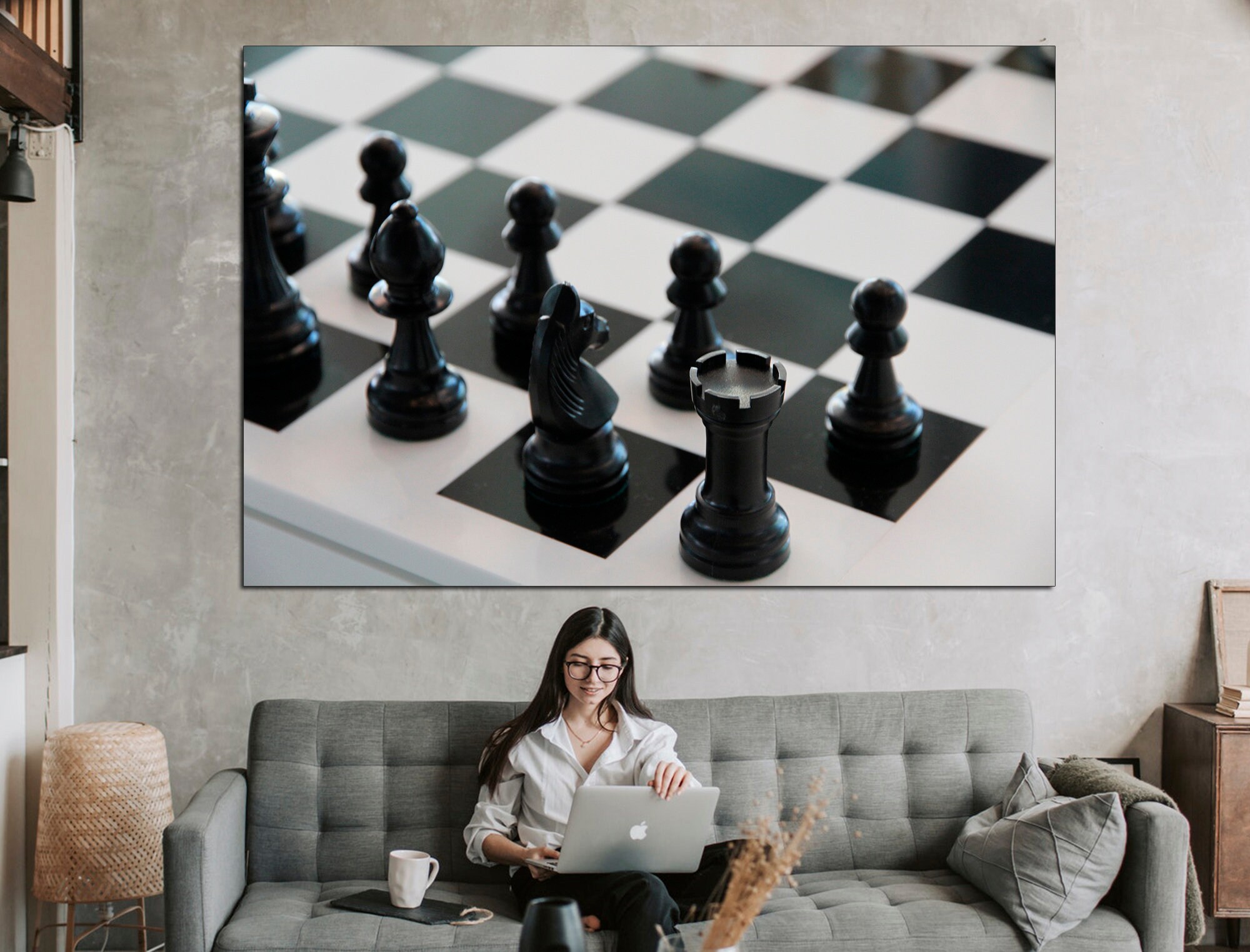 Chess Game Wall Art Chess Pieces Print Canvas - Etsy