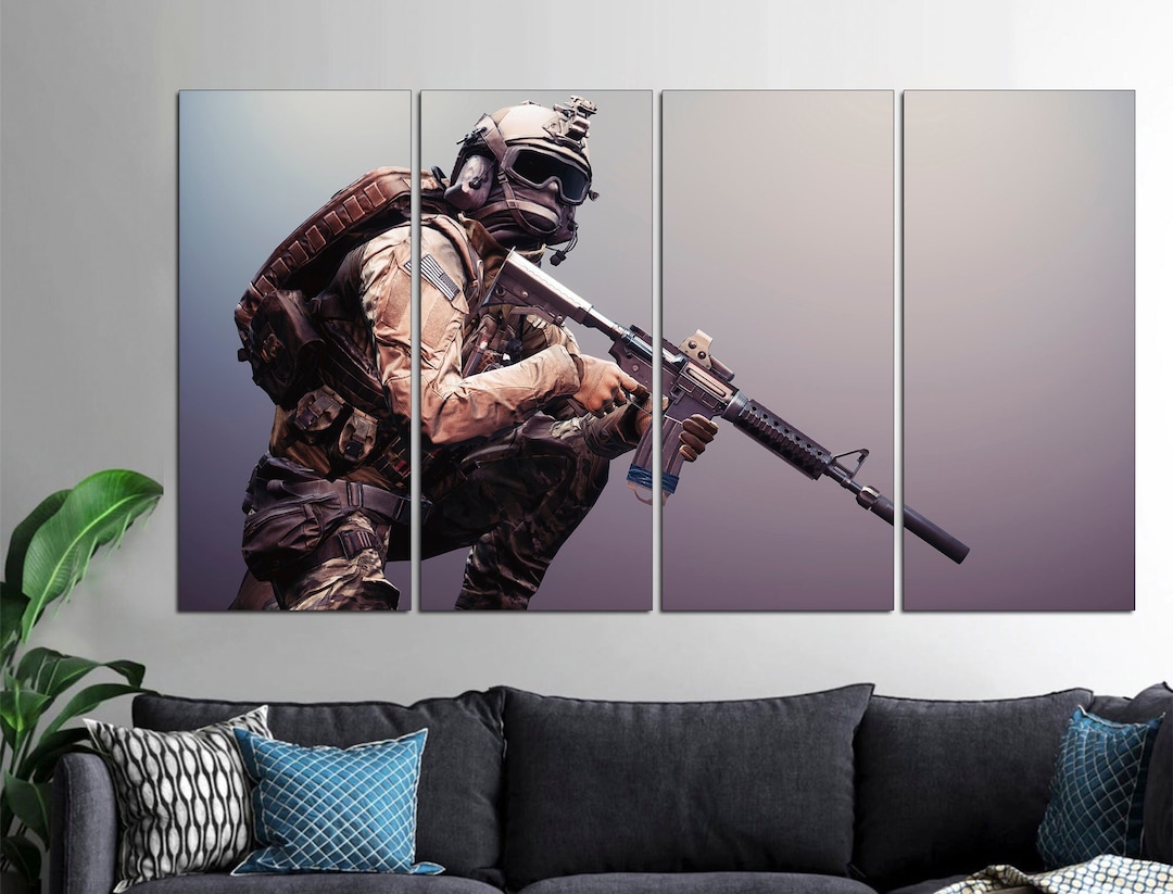 American Soldier Art Rifle Canvas Print Arms Wall Art Soldier - Etsy