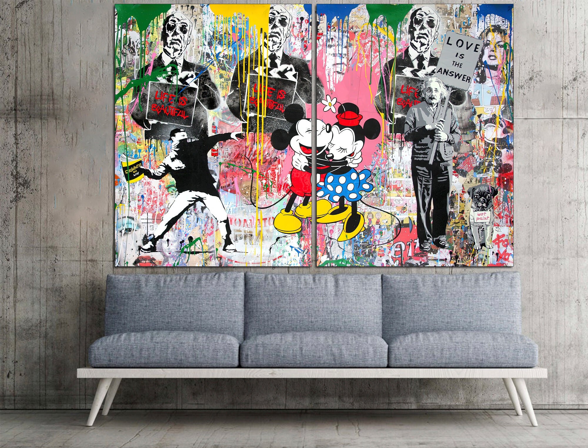 Modern Pop Art Street Art on Canvas Graffiti Wall Decore Extra Large ...