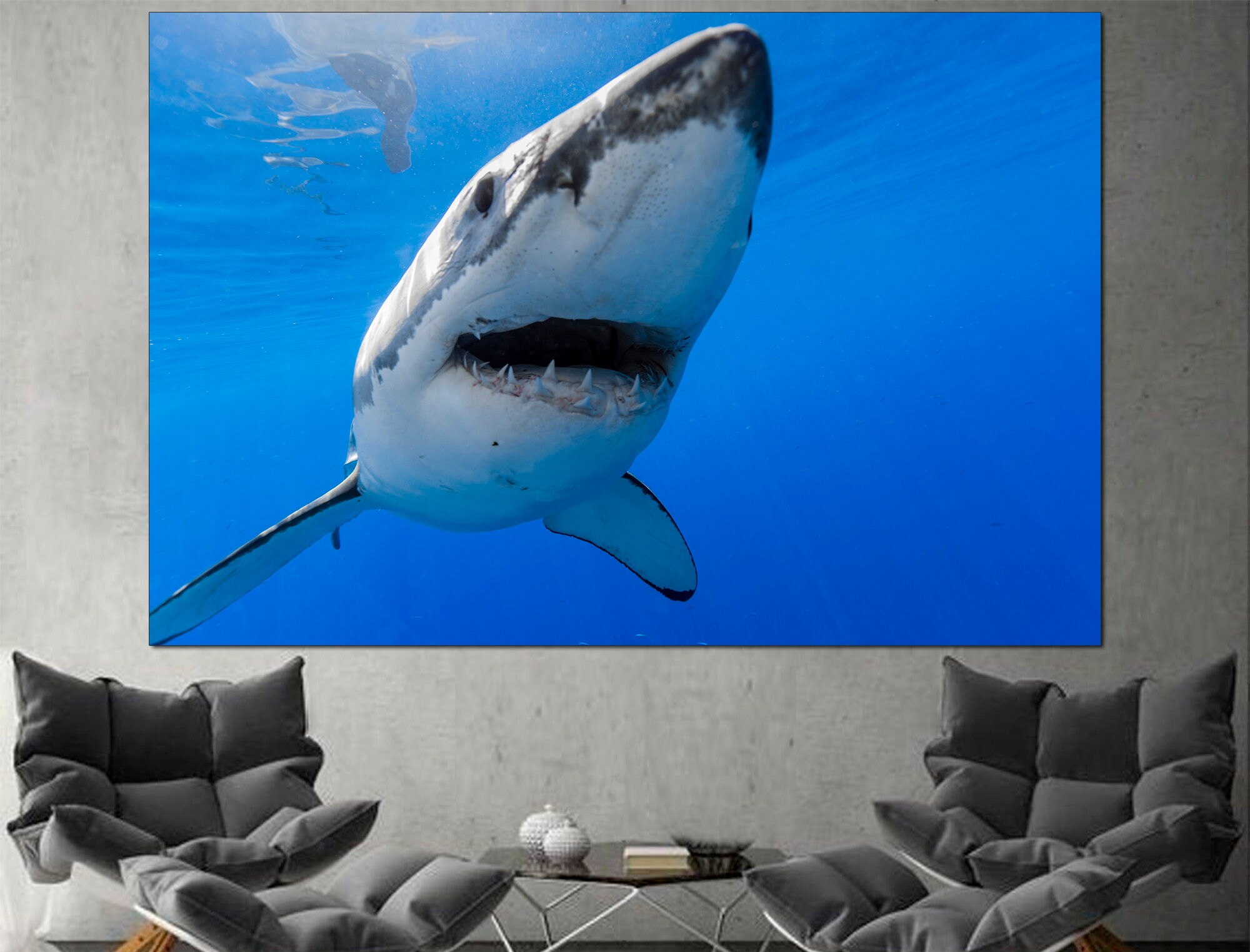 Shark Wall Art Ocean Wall Decor Shark Poster - Etsy