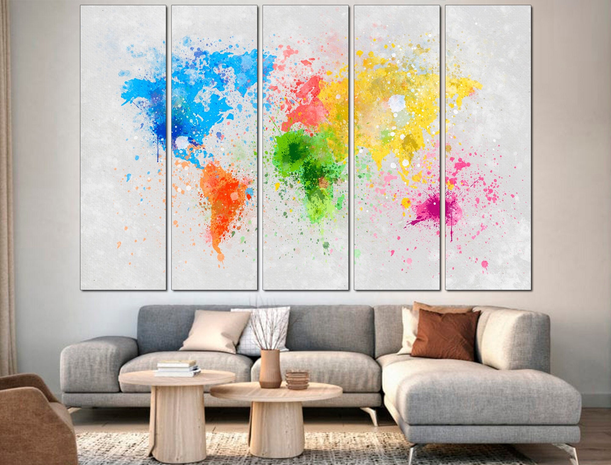 Colorful Map Art Watercolor Map Canvas Print - Etsy