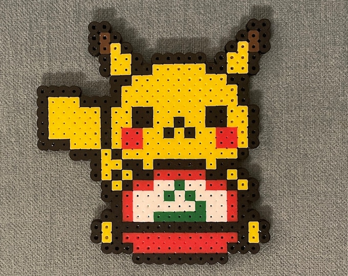 Pikachu Pokemon Ash S Cap Chibi Nintendo Magnet Perler Bead Art Etsy