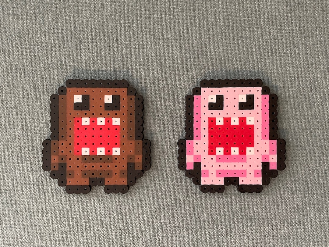 Domo and Pink Domo Mascot Domo-kun Cartoon Broadcast Magnet Perler Bead ...