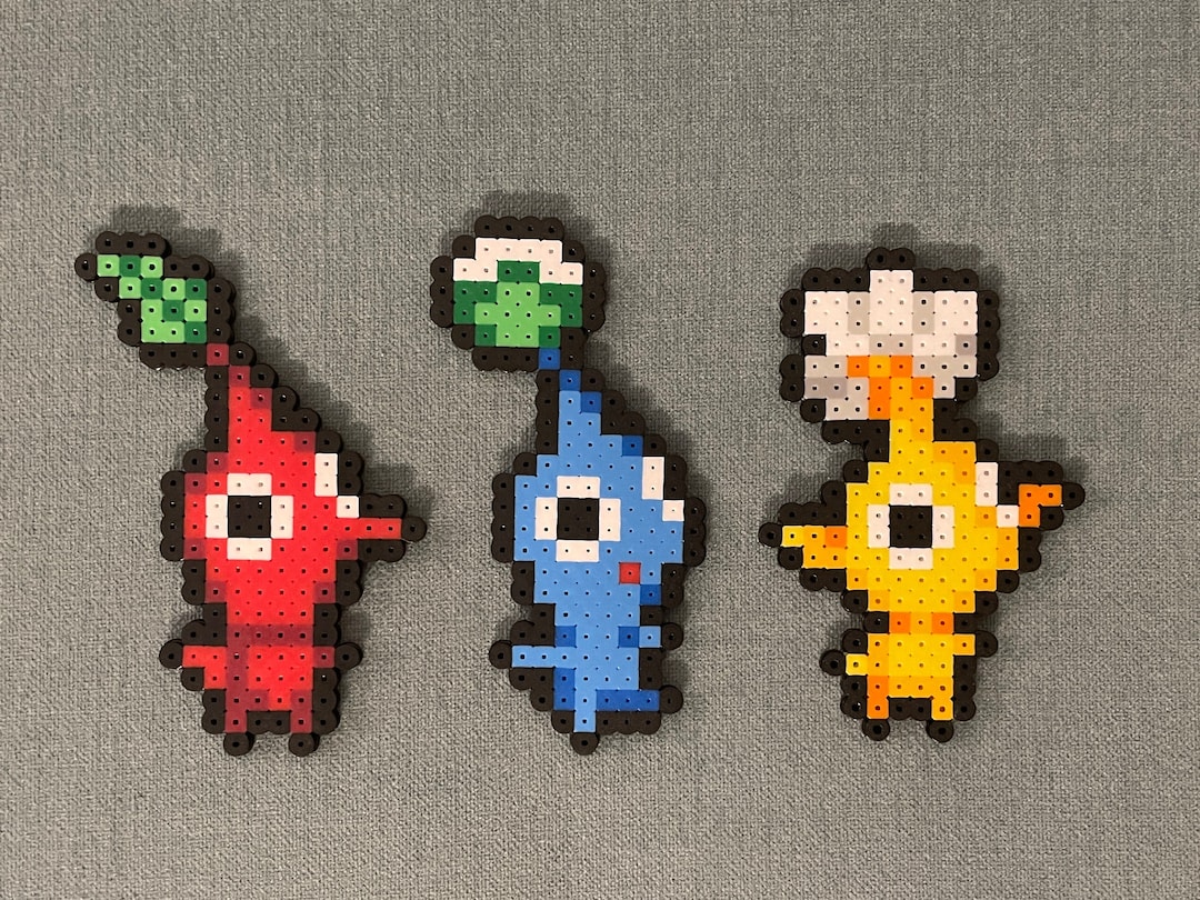 Rouge, Bleu et Jaune Pikmin Nintendo Magnet Porte-clés Perler Bead Art ...