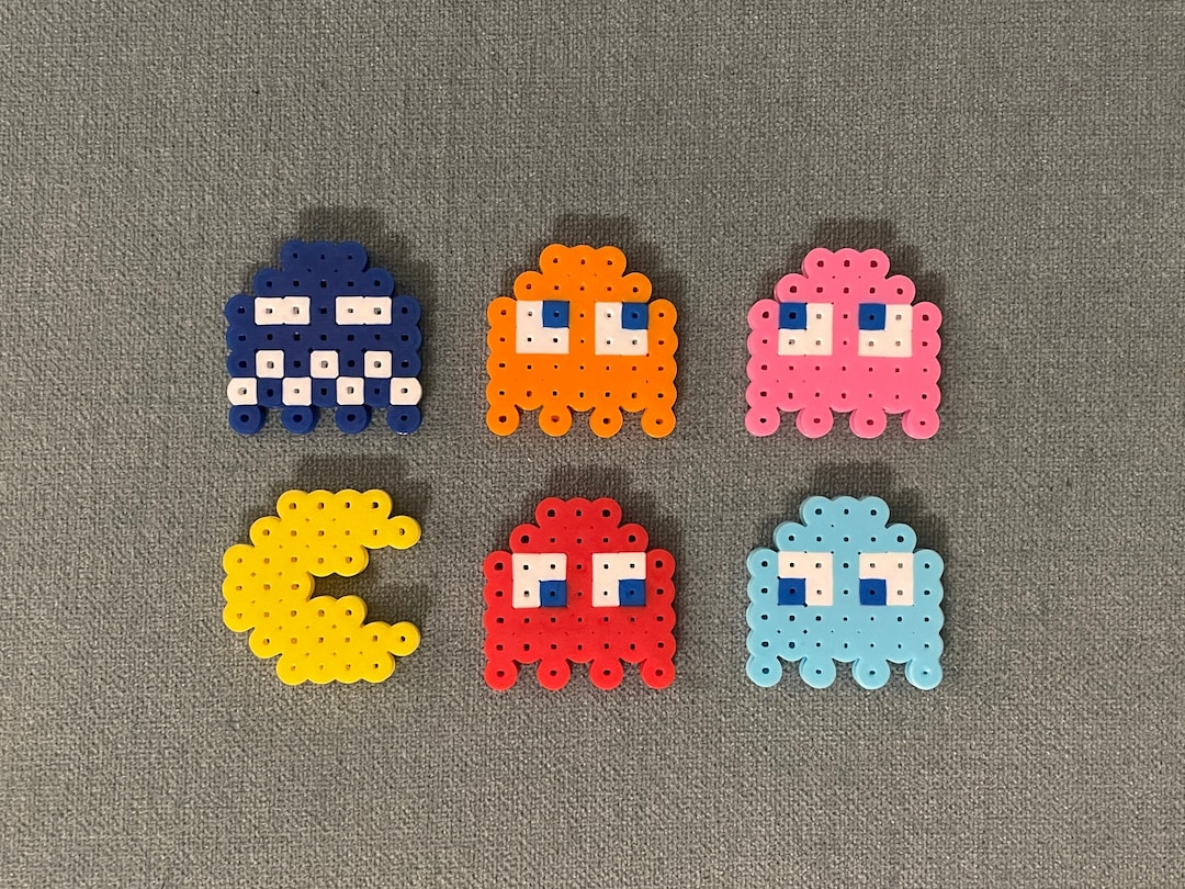 PAC-MAN Set of 6 Blinky, Inky, Clyde, Pinky and Vulnerable Ghost Retro ...