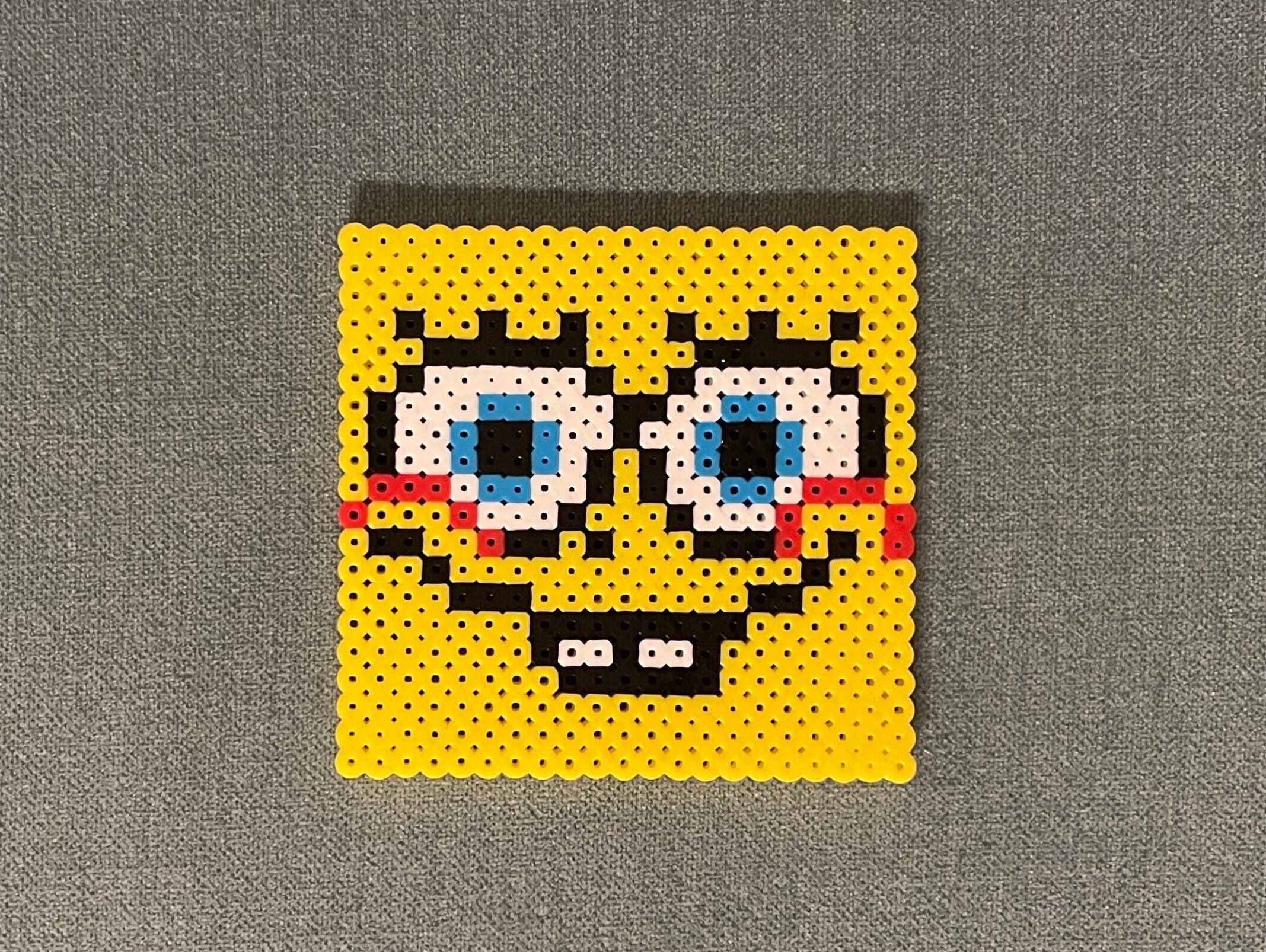 Yellow Sponge Face Portrait Coaster Bikini Bottom Magnet Perler Bead ...