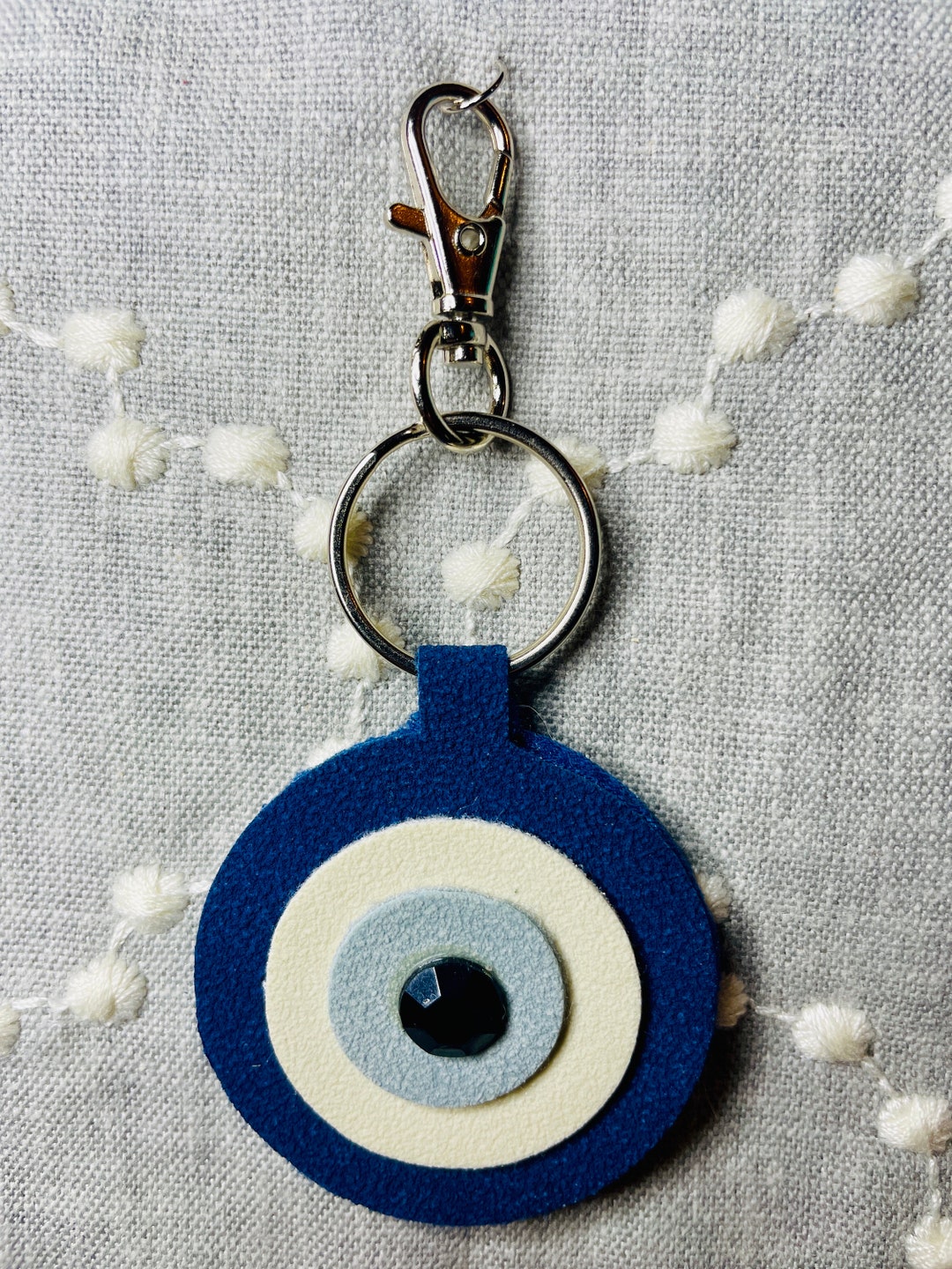Faux Suede Evil Eye Keychain - Etsy
