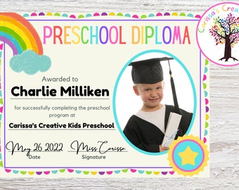 Printable Preschool Graduation Certificate Editable Preschool - Etsy