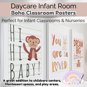 Daycare Infant Classroom Boho Rainbow Theme Posters | Neutral Infant ...