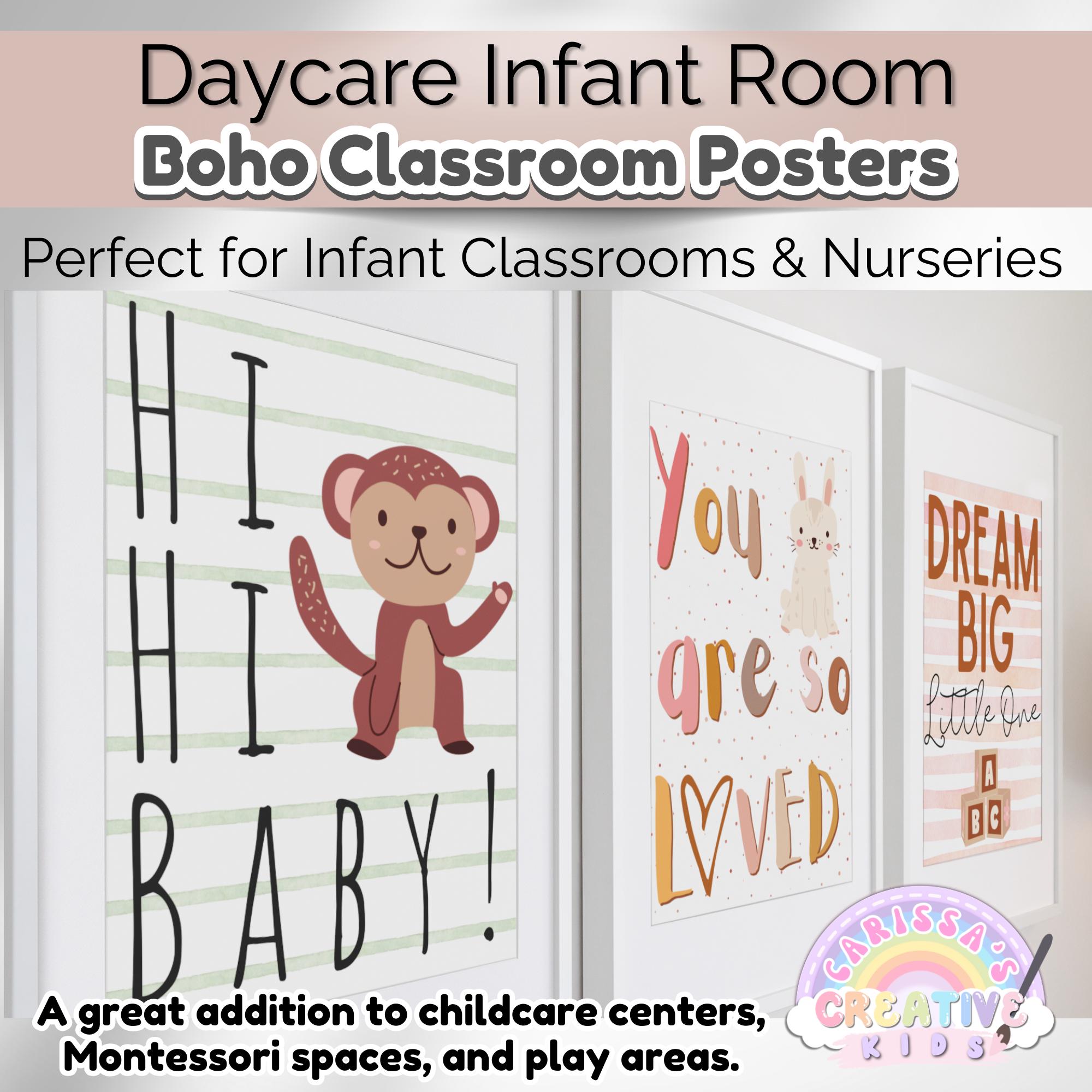 Daycare Infant Classroom Boho Rainbow Theme Posters | Neutral Infant ...