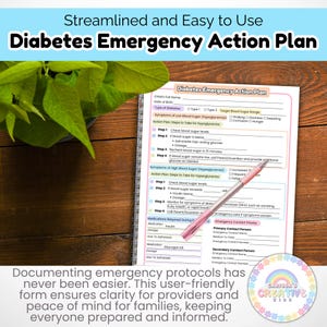 Daycare Forms- Diabetes Emergency Action Plan & Written Consent Form ...