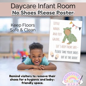 Daycare Infant Classroom Boho Entryway Printable No Shoes Poster ...