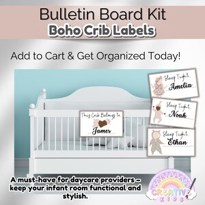 Boho Daycare Crib Labels Infant Classroom Printables Template | Name ...