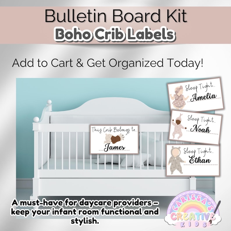 Boho Daycare Crib Labels Infant Classroom Printables Template | Name ...